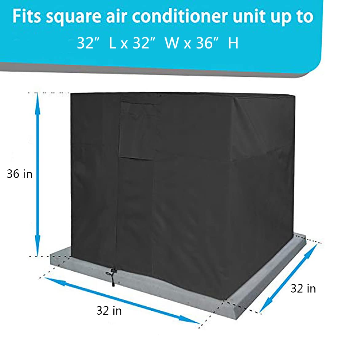 Air Conditioner Cover for Outside,210D Durable Waterproof Windproof and Snowproof Design, Central AC Unit Covers for Outdoor Protection(32X32X36 Inch)