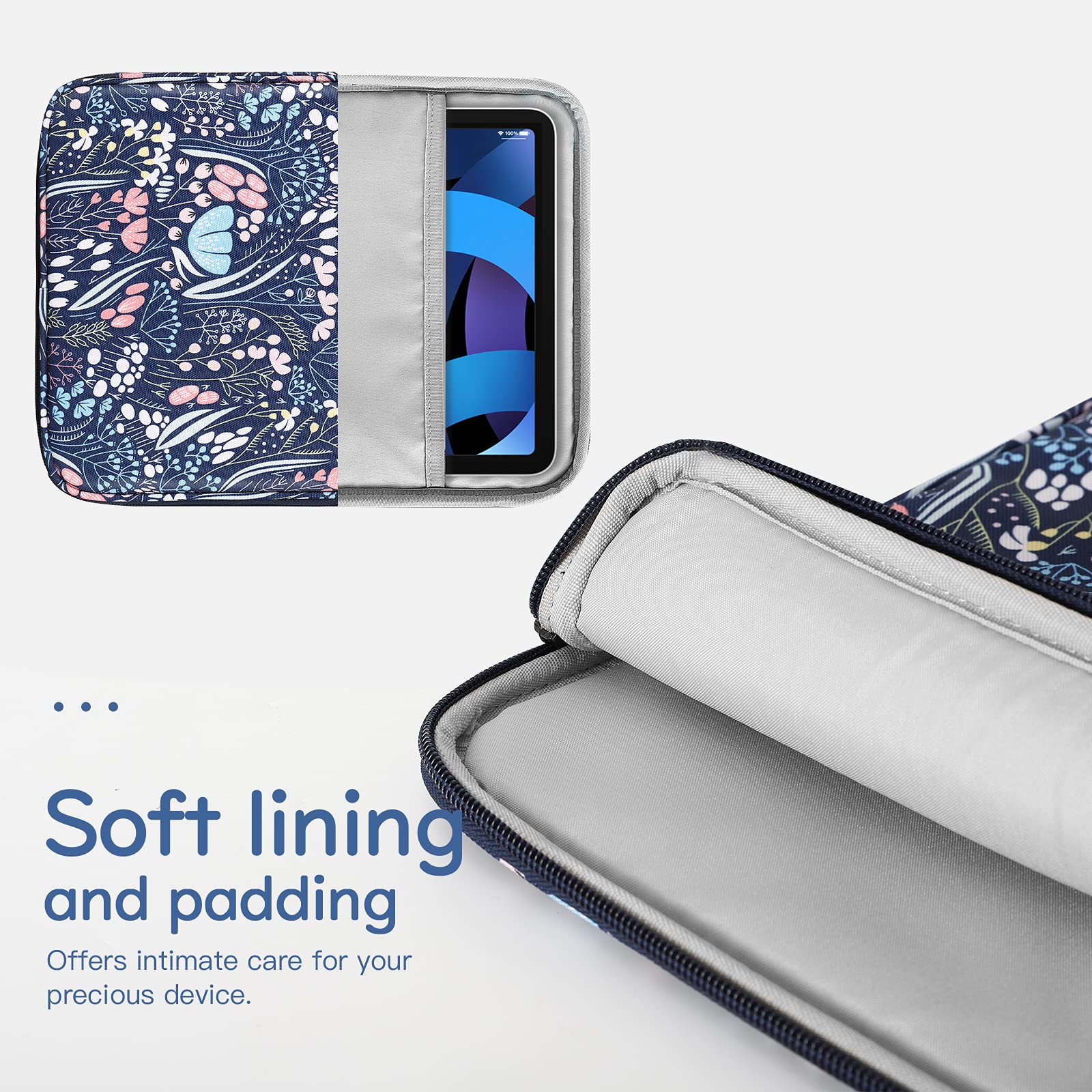 Dadanism 9-11 Inch Tablet Sleeve Bag Carrying Case for iPad 10th Gen 10.9, iPad 9/8/7th Gen 10.2, iPad Air 11", iPad Pro 11 M4 M2 2024, iPad Air5/4 10.9, Galaxy Tab A9+ Plus 11"/S9 FE, Night Blue