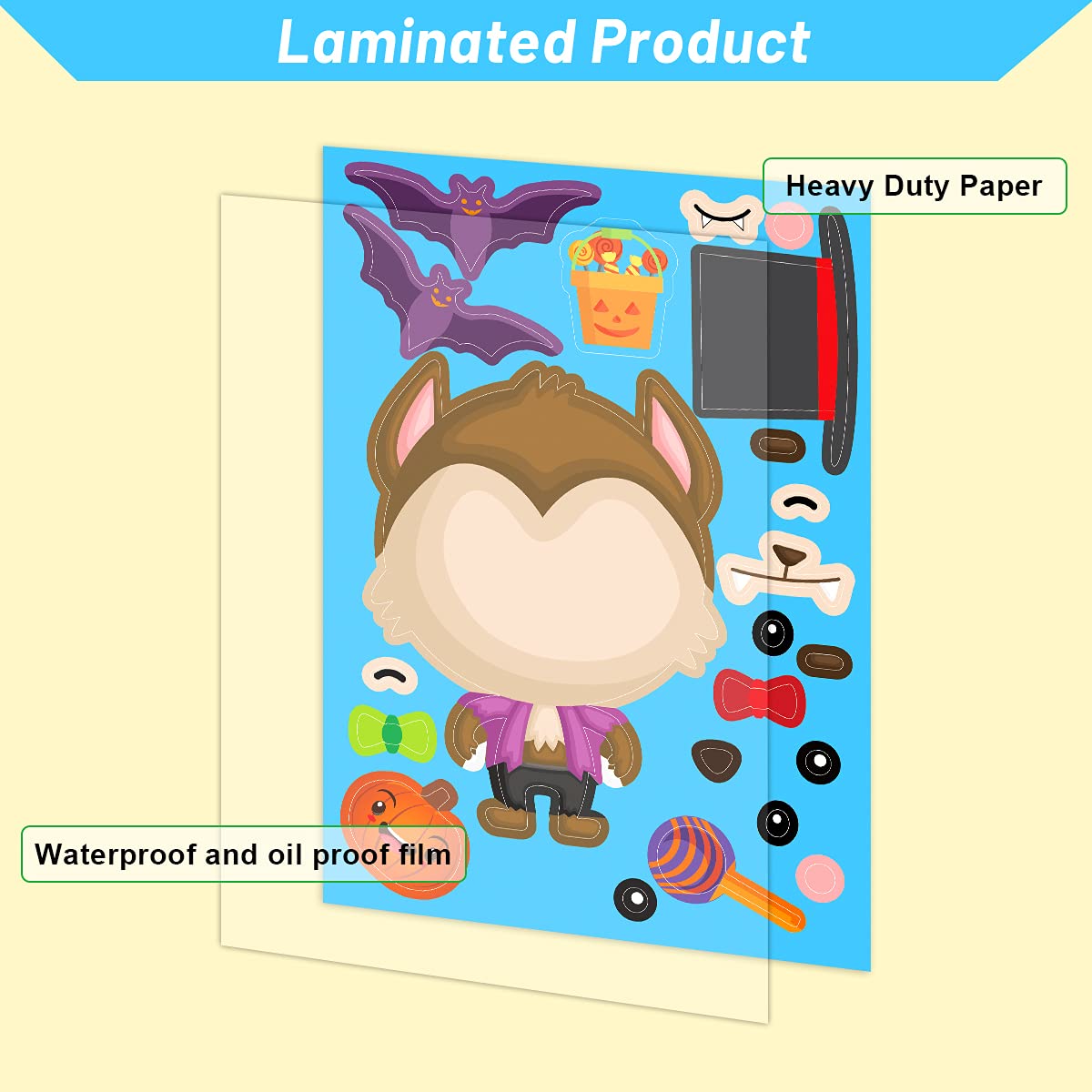 48 Pcs Make Your Own Halloween Sticker Sheets for Kids Home Classroom Party Favor Games Art Craft School Rewards