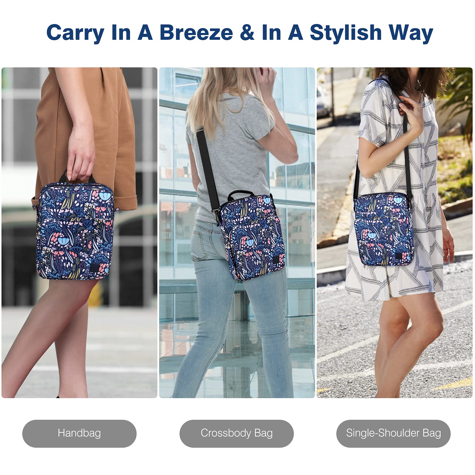 Dadanism 9-11 Inch Tablet Sleeve Bag Carrying Case with Shoulder Strap for iPad 10th Gen 10.9", iPad 9/8/7th 10.2", iPad Air 11", iPad Pro 11", iPad Air 5/4, Galaxy Tab A9+ Plus 11", Night Blue