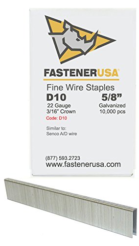 5/8" Leg x 3/16" Crown 22GA Galvanized D10 Upholstery Staples 10M Box