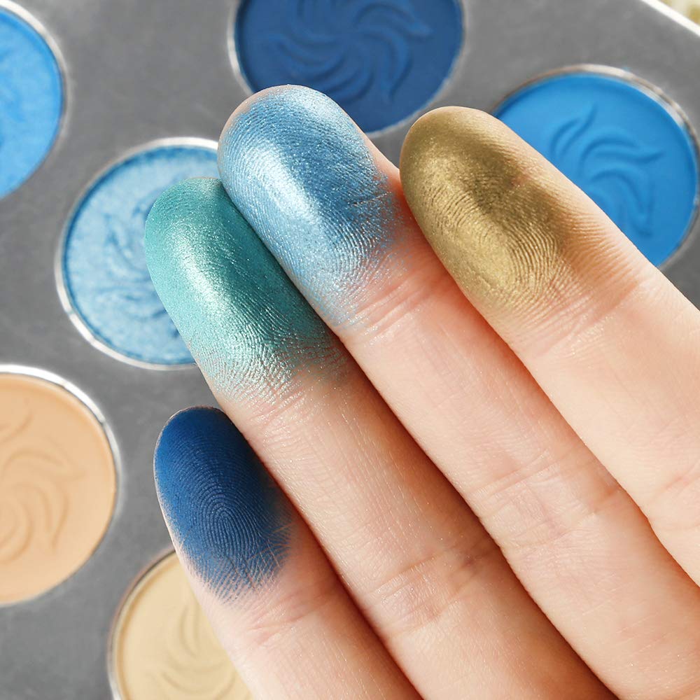 Afflano Blue Eyeshadow Palette Matte Shimmer, Highly Pigmented Waterproof Space Blue Eye Shadow Palette, Navy Silver Blue Glitter Eyeshadow Pallet for Christmas Snowflake Blue Eyes Makeup