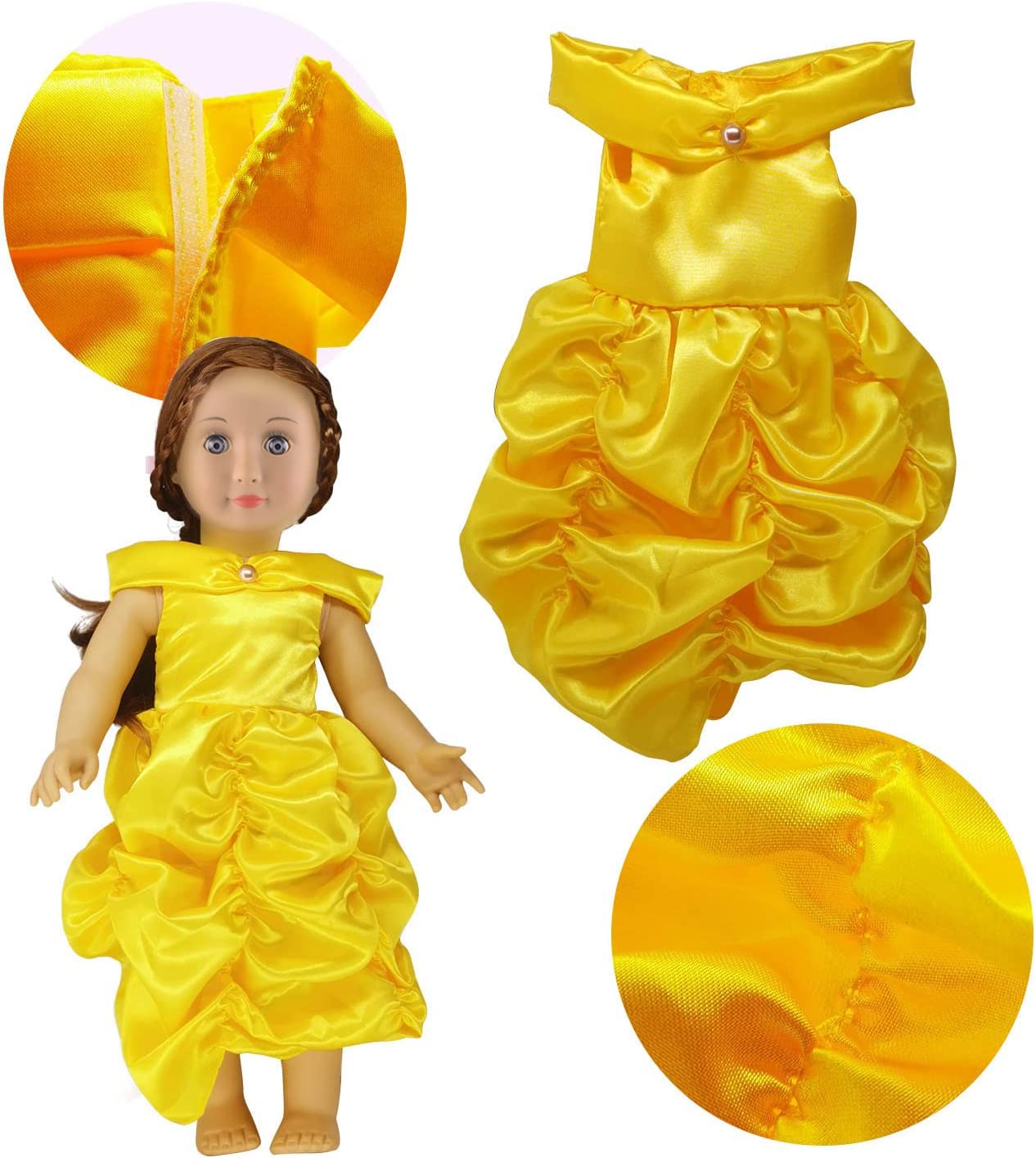 18 inch Doll Clothes ,6Pcs Princess Costume Include Bella,Cinderella,Snow White,Rapunzel,Princess Elsa and Aurora Fits All 18 inch Girl Dolls