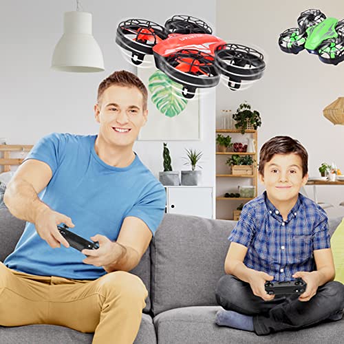 2 Pack Mini Drone for Kids and Beginners, Remote Control Helicopter Quadcopter with 6 Modular Batteries, Auto Hovering, 3 Speed Modes, Headless Mode, Indoor RC Pocket Plane Gift for Boys and Girls, Green and Red