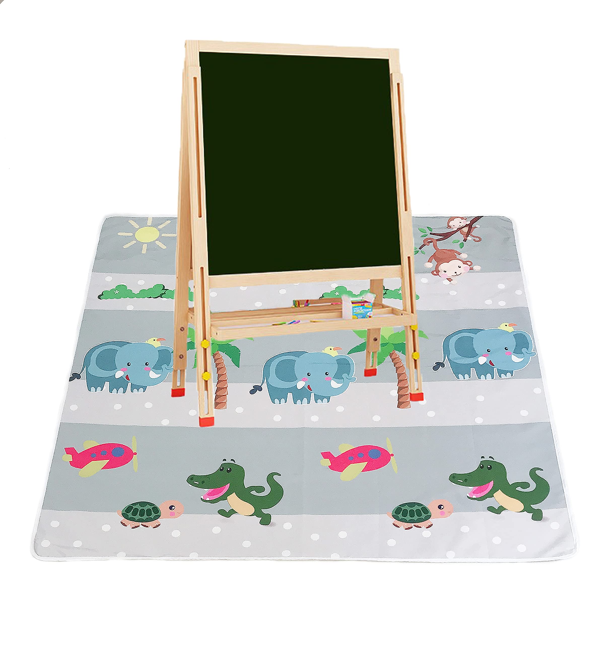 Large Splat Mat for Under Highchair Washable , Anti-slip Silicone Spot Splash Mat, Waterproof Floor Protector, Mess Mat for Arts Craft (53x53 inch)