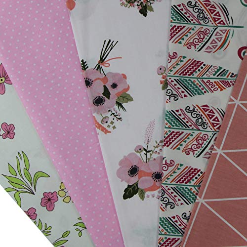 aufodara 5pcs Cotton Craft Fabric Bundles Patterns Textile Patchwork Tissue, Quilting Fabric, 19.7"x19.7" Pre-Cut Fabric Squares for DIY Crafts Sewing Quilting Scrapbooking (#-55-B)