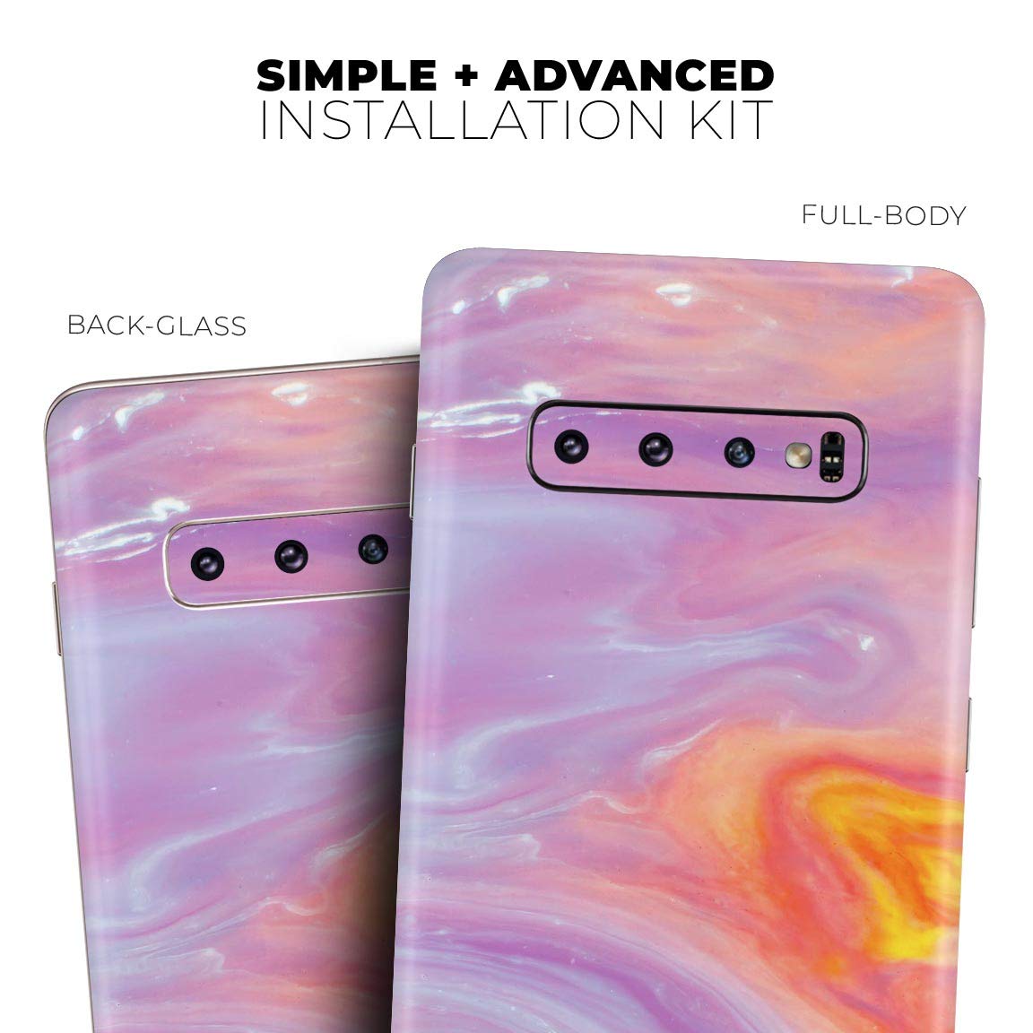 DesignSkinz Marbleized Pink and Purple Paradise V2 Protective Vinyl Decal Wrap Skin Cover Compatible with The Samsung Galaxy S20 (Screen Trim & Back Glass Skin)