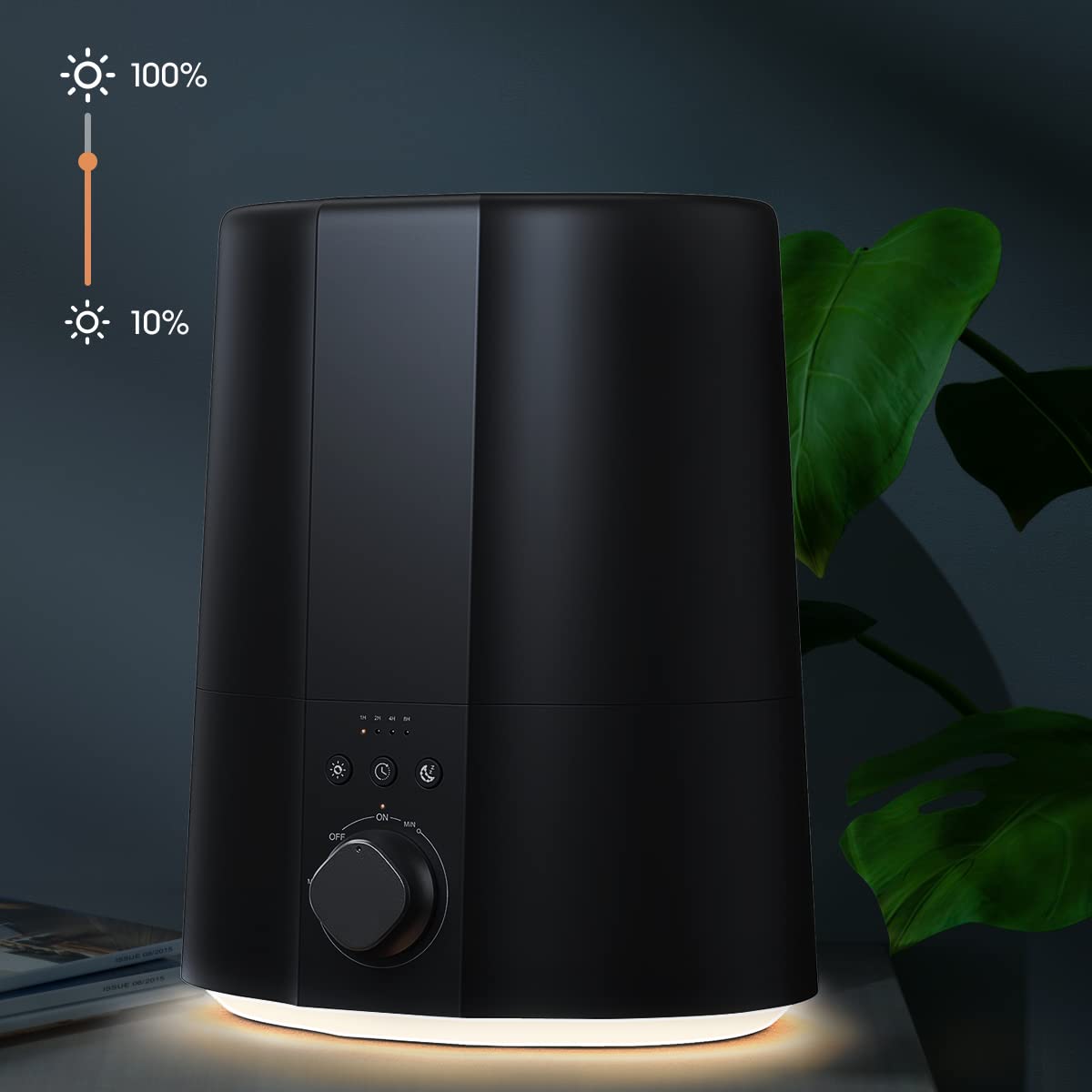 Air Humidifiers for Home, 2.5L Small Cool Mist Humidifiers for 30H Humidifying, Mini Quiet Ultrasonic Air Humidifiers for Baby, Plants, Bed Room, Night Light, Easy to Clean, 4 Timing, Auto Shut-Off Humidifiers (Black)