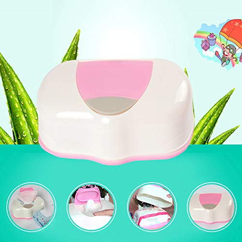 Baost Portable Press Pop-up Baby Wipes Wet Tissue Box Case Wet Tissue Storage Organizer Home Car Office Wipes Holder Wipes Dispenser Case for Baby Travel Car Blue