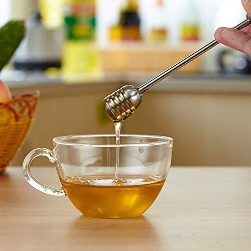 1Pieces Honey Stirrer Spoon Long Handle Honey Dipper Stainless Steel Stirrer Honey Spoon Mixing Tool for Honey Jam Jar Dispense