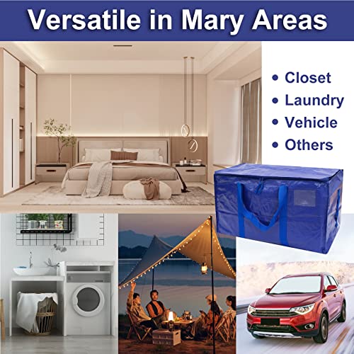 2-Pack Extra Large Moving Bags Heavy Duty Reusable Moving Totes Storage Bag Boxes Containers for Space Saving Storage, Carrying, Travelling, College Dorm Packing, Blue