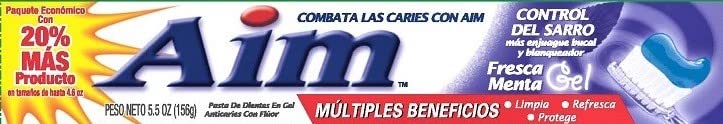Aim Tartar Control Anticavity Fluoride Toothpaste Gel - 5.5 Ounce (Pack of 2)