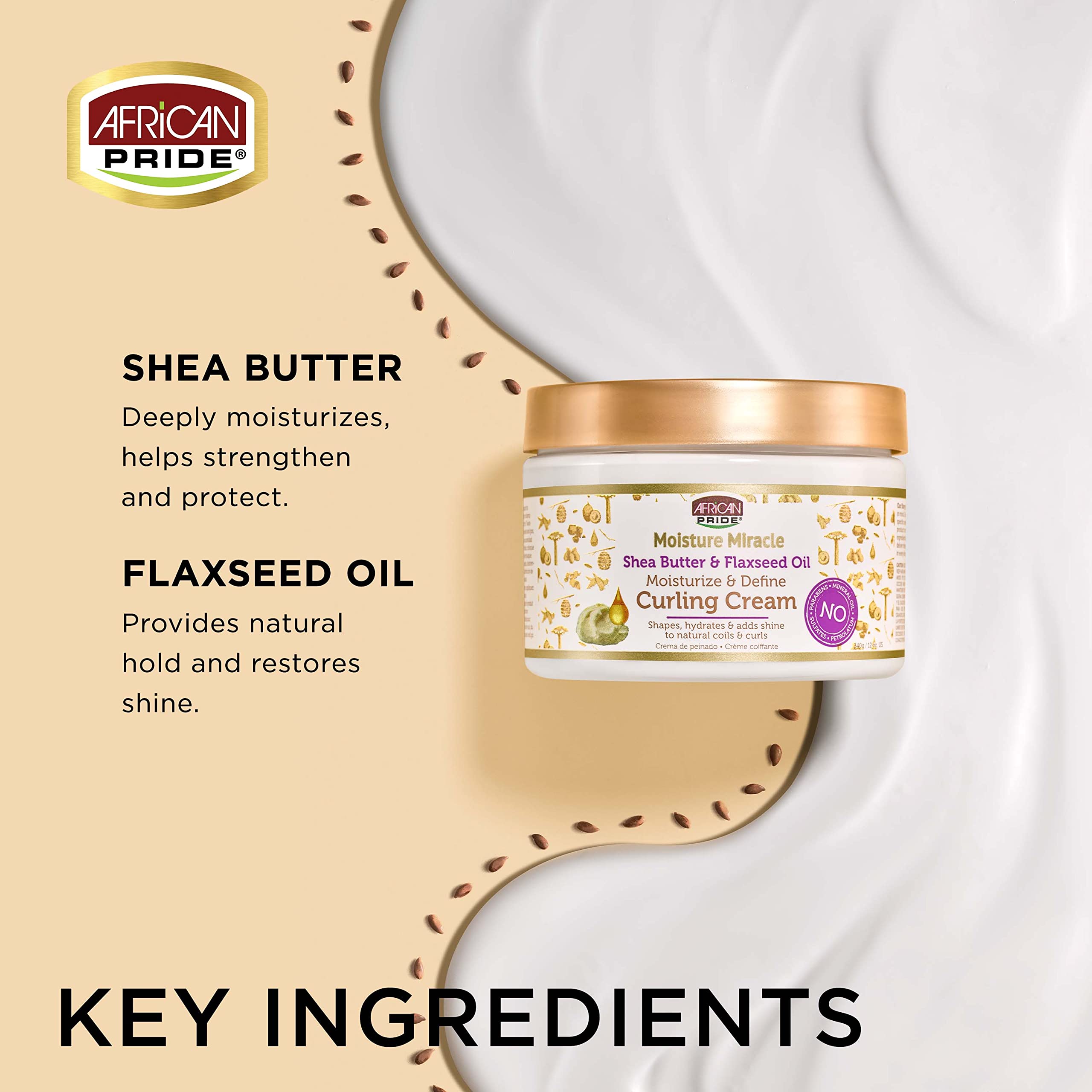 African Pride Moisture Miracle Curl Cream, Hydrate & Strengthen 12oz (Pack of 3)