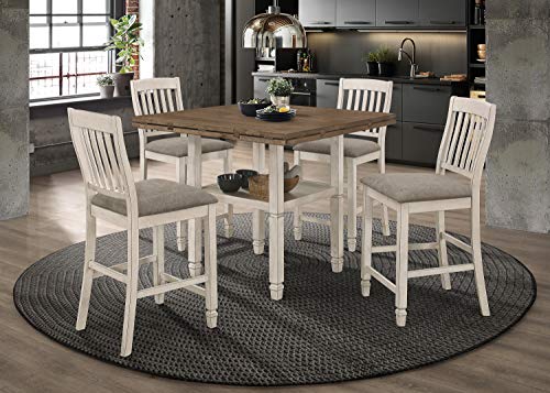 Coaster Furniture Sarasota Height Shelf Storage Nutmeg and Rustic Cream Counter Dining Table 192818