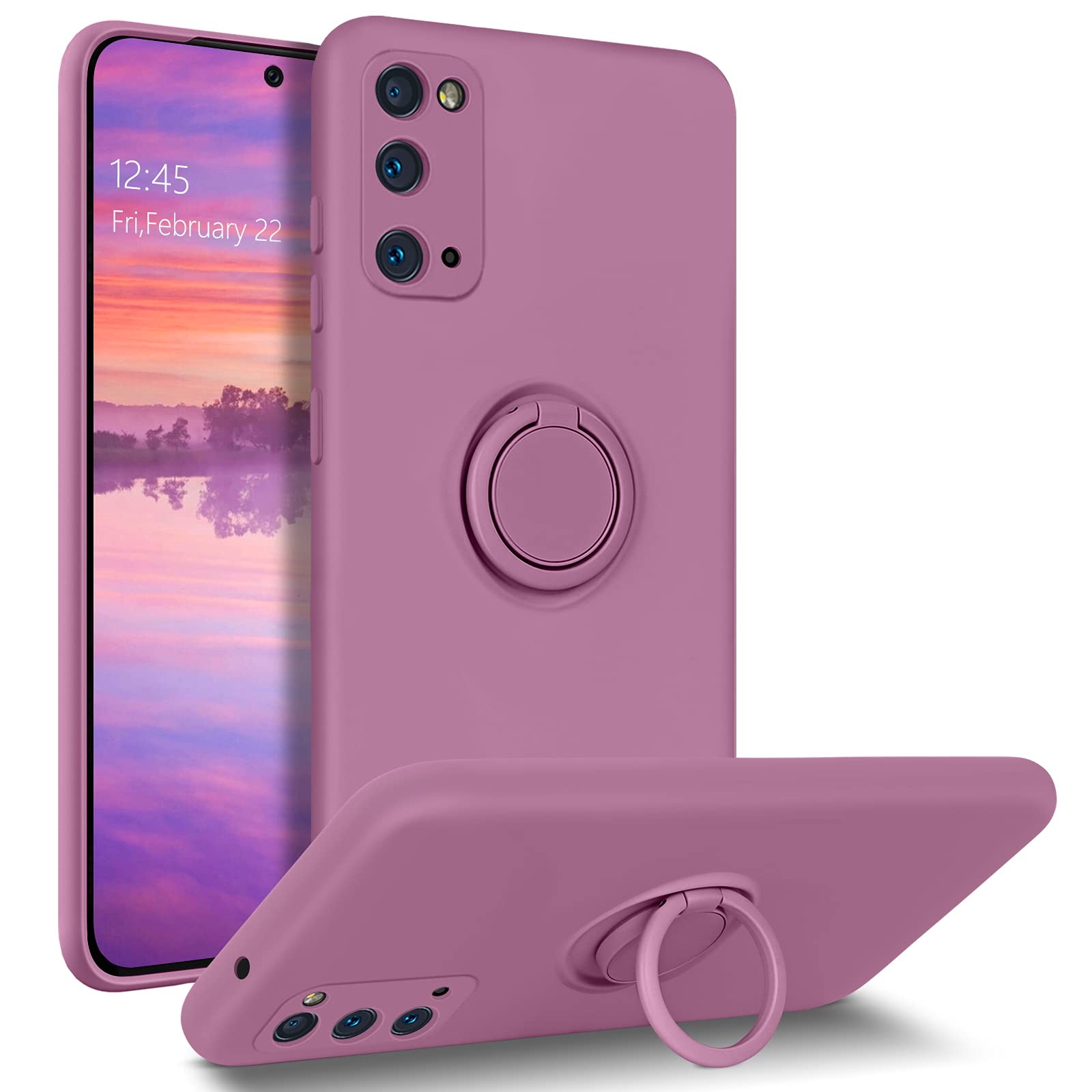 BENTOBEN for Galaxy S20 Case, Phone Case Samsung S20 5G 2020,Slim Silicone Ring Holder Kickstand Support Car Mount Soft Rubber Hybrid Hard Protection Shockproof Bumper Girl Women Cover, Deep Purple