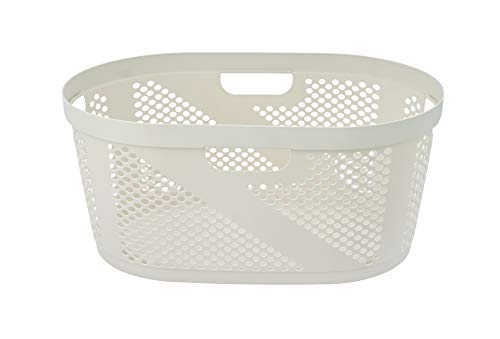 Superio Superio Plastic Laundry Basket, 40 Liter, Dotted Design (Ivory)