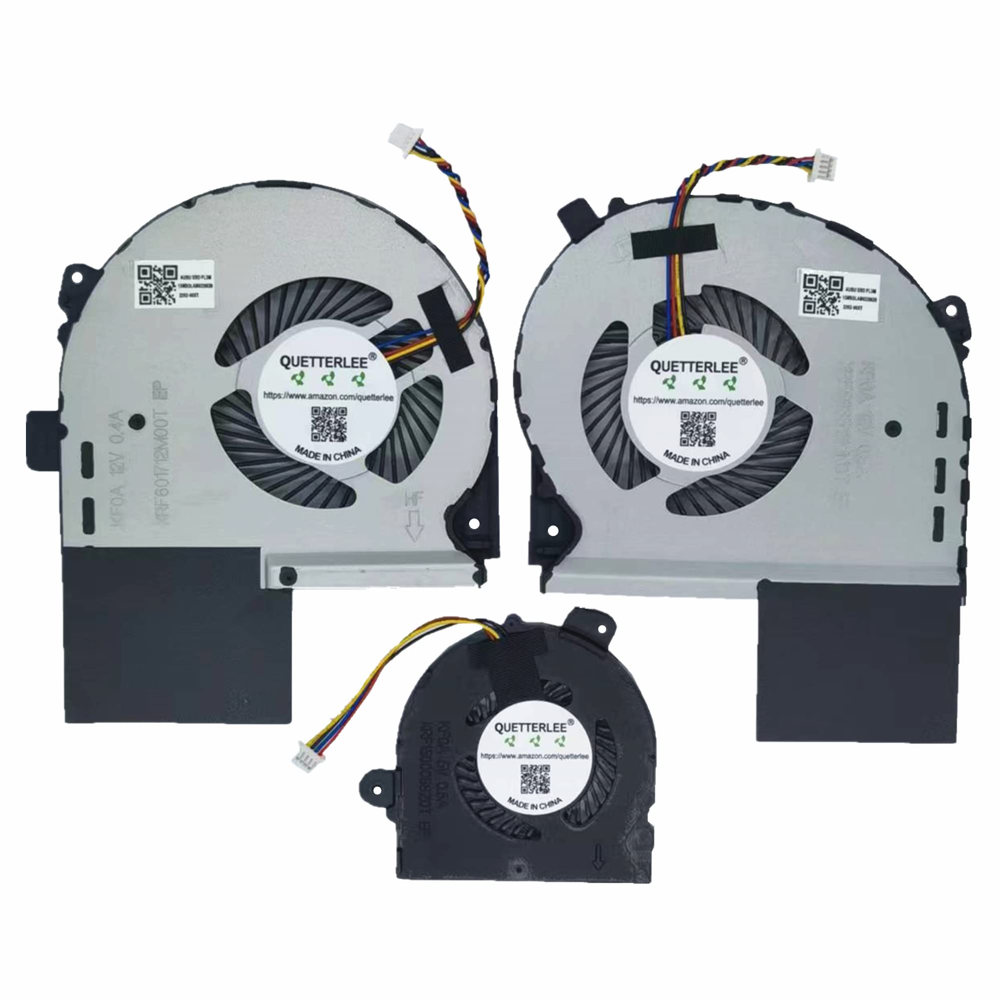 QUETTERLEE Replacement New Laptop CPU+GPU+Small Cooling Fan for ASUS ROG Strix GL703GS GL703GM GL703 S7B GL703GS-DS74 GL703GM-DS74 GL703GM-NS73 Series FK0A + FK08 + FK09 DC12V Fan