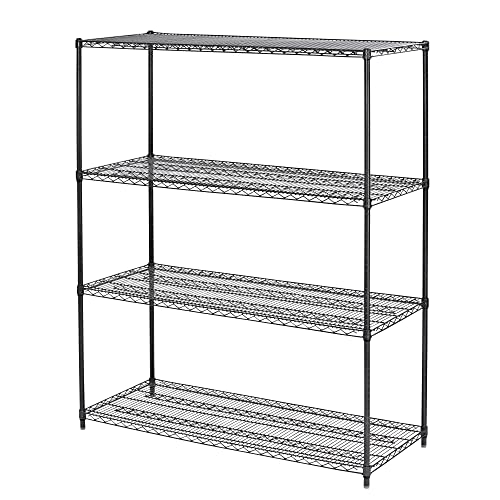 Alera All-Purpose Wire Shelving Starter Kit, Four-Shelf, 60w x 24d x 72h, Black Anthracite Plus