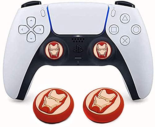 2Pcs Analog Thumb Grip Stick Cover, Dualsense Wireless Controllers Game Remote Joystick Cap, Fantastic Non-Slip Silicone Handle Protection Cover for PS5/PS4/Xbox one/360/NS PRO (Iron-mn))