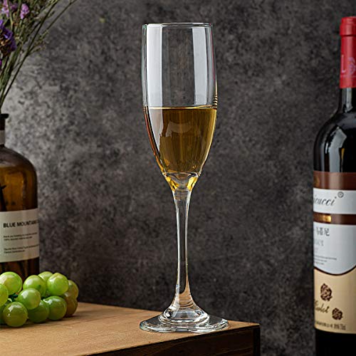 Classic Champagne Flutes, Set of 12, 6 Oz Premium Stemmed Champagne Glasses, Sparkling Wine Glass, Crystal Clear