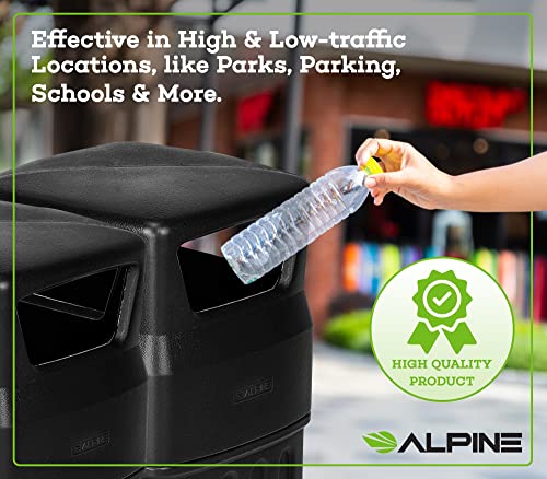 Alpine Industries Outdoor/Indoor Trash Can - Heavy Duty Garbage Can with Lid - Trash Bin for Home, Kitchen, and Bathroom - (16-Gallon Capacity, Black)
