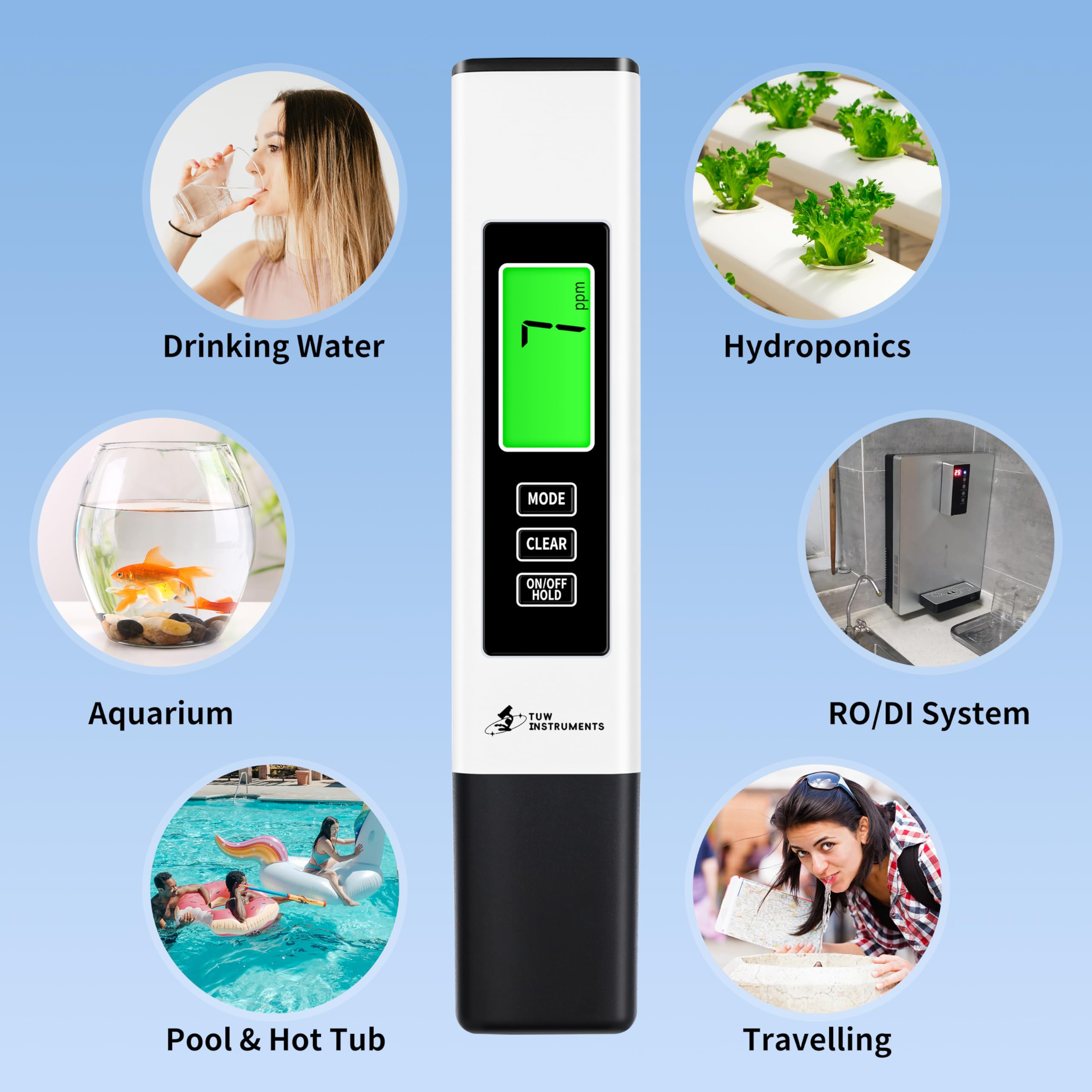 2024 All-New 4 in 1 Accurate & Instant Read TDS Meter Digital Water Tester 0-9990ppm, EC Meter & Temperature Meter(ยฐC, ยฐF), Pool Test Kit with (2)Extra Batteries, Water Test Meter for Drinking Water