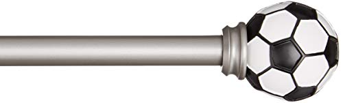 Amazon Basics Decorative 5/8" Curtain Rod with Soccer Ball Finials, 48"-86"