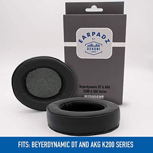 Earpadz Replacement for Beyerdynamic DT990, DT770, Custom One Pro, AKG K240 Earpads, Protein Leather Headphone Cushions (Midnight, Black, 1 Pair)