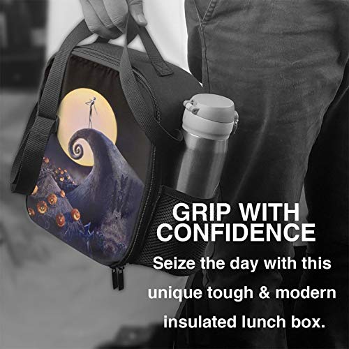The Nightmare Before Christmas Men & Women Insulated Lunch Bag,Reusable Tote Lunch Box with Water Bottle Holder and Adjustable Shoulder Strap for Office Picnic