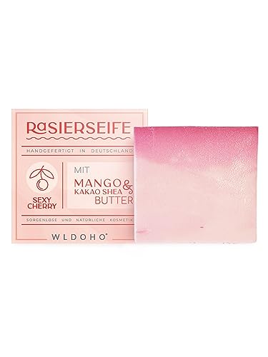 WLDOHO Shaving Soap for Women - Firm Shave Soap with Beautiful Scent - Vegan and Long-lasting Shaving Foam Sexy Cherry