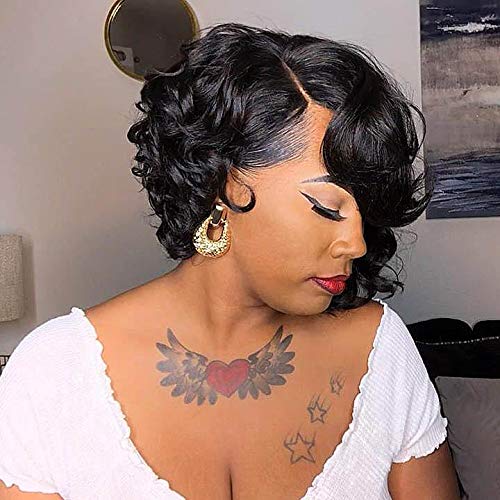 BeiSDWig Short Afro Curly Bob Wig Bob Wigs for Black Women Curly Synthetic Hair Wig Short Curly Bob Hairstyles