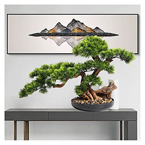 Artificial Bonsai Tree 17 Inches Artificial Bonsai Pine Tree,Realistic Fake Plant Decoration, Potted Artificial House Plants, for Desktop Display, Zen Garden Décor Desktop Display Fake Plant Greenery