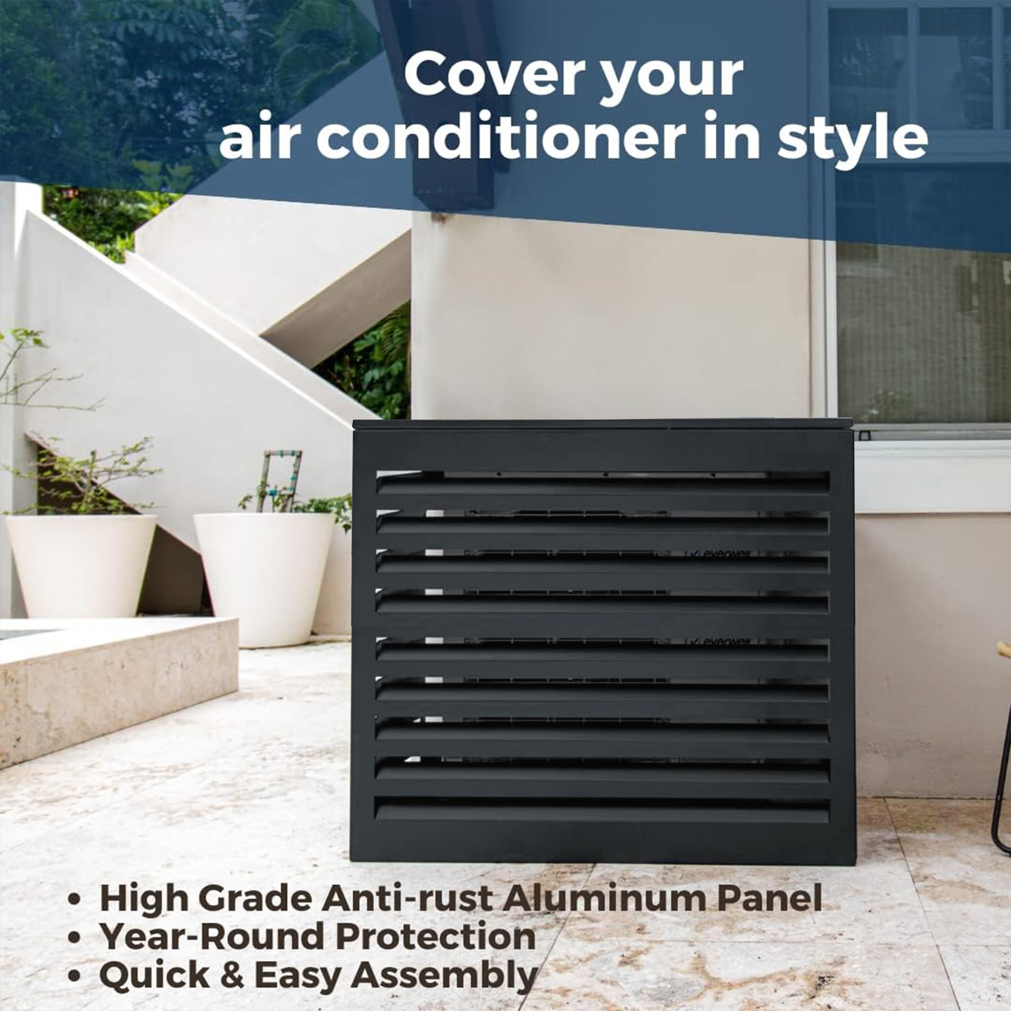 Airdeko's Mini Split AC Cover for Outside Units Sturdy Aluminum, Optimal Performance & Protection of Mini Split System Outdoor Condenser Compatible with Airdeko's Anti-Theft System (Charcoal, Large)