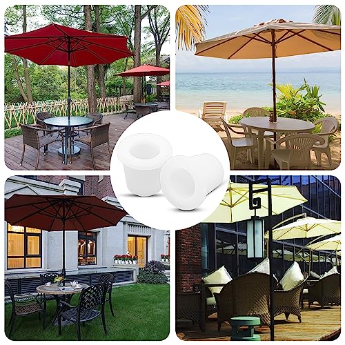 2Pcs Patio Table Umbrella Hole Ring Plug, Pool Umbrella Sleeve Stabilizer Cone Wedge, Silicone Umbrella Table Ring Hole Insert for 2-2.5 Inch Table Hole or 1.5 Inch Pool Umbrella Adapter (White)