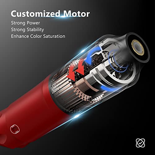 Wormhole Tattoo Kit Tattoo Gun Kit Rotary Tattoo Machine for Tattoo Beginners with Power Supply, Foot Pedal, Cartridge Needles, and Ink Caps Tattoo Pen Machine Kit Black&Red