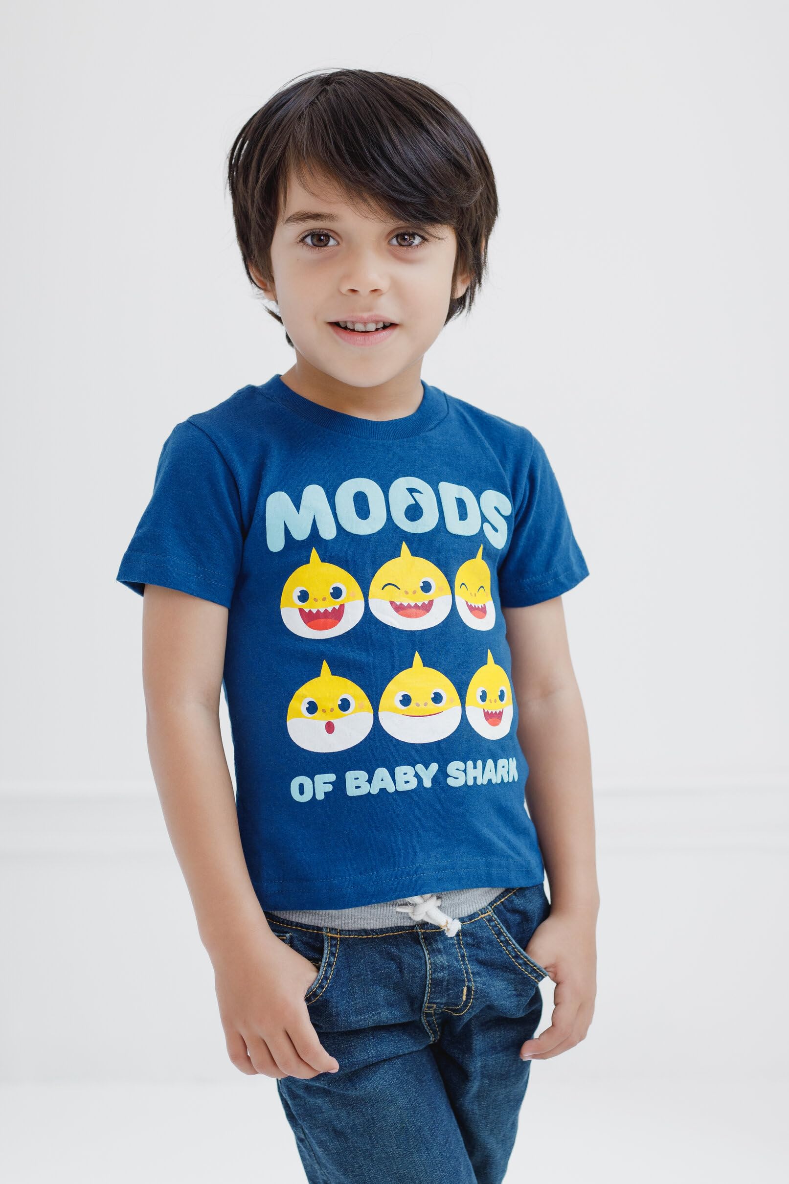 Pinkfong Baby Shark Daddy Shark Mommy Shark Infant Baby Boys 3 Pack Graphic T-Shirts Blue/Grey 24 Months