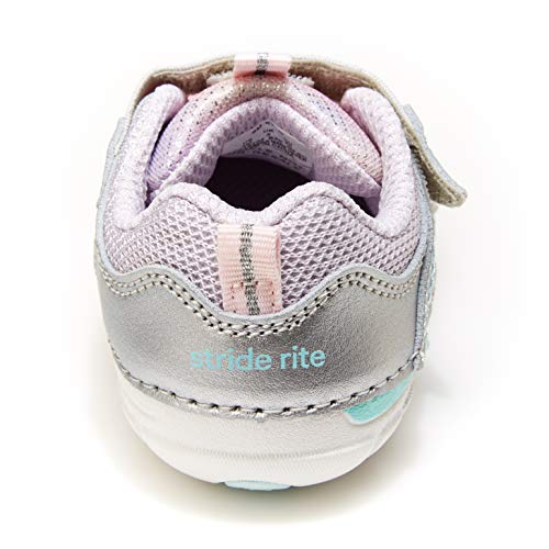 Stride Rite baby girls Soft Motion Kylo Sneaker, Silver/Multi, 5.5 Toddler US