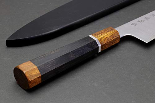 Yoshihiro TM-Hayate ZDP189 Super High Carbon Stainless Steel Gyuto Knife Octagonal Ebony Wood Handle with Sterling Silver Ring (10.5'' (270mm))