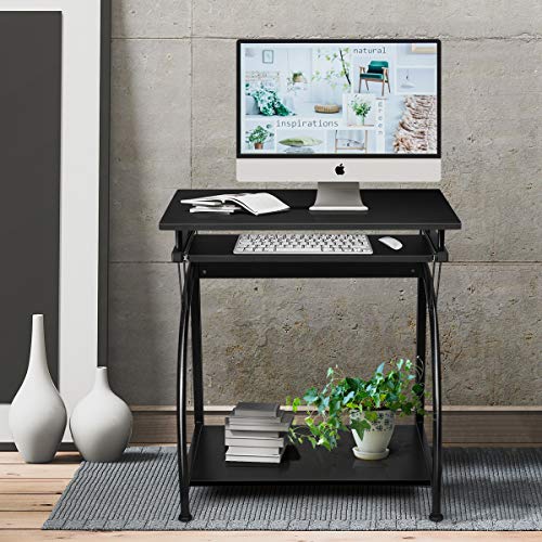 ADTEST , Gaming Table with Movable Keyboard Tray& CPU Holder, Workstation Made of P2 Environmental Material, Black