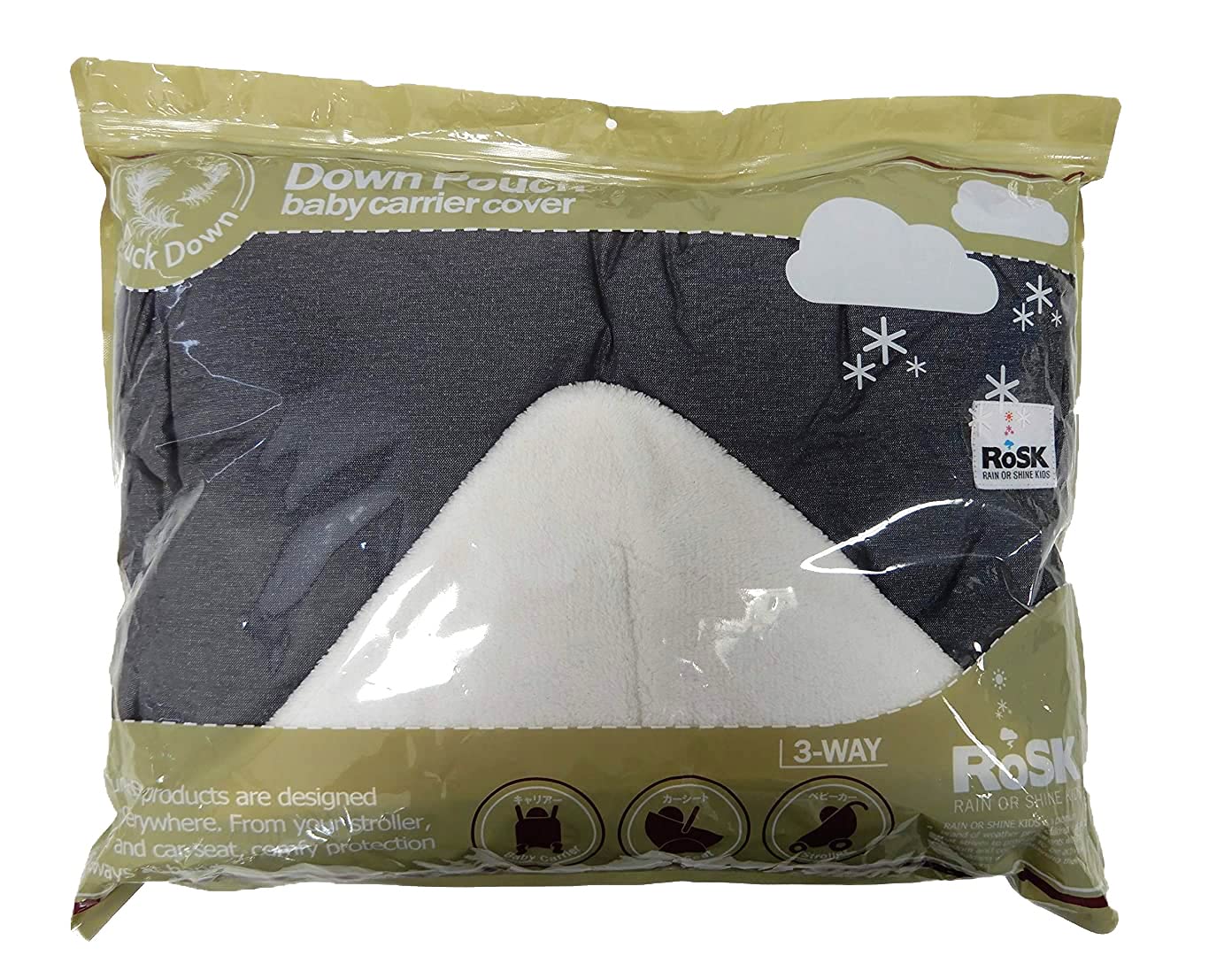 RoSK-Down Pouch 3way-Stroller,Carrier Cover and Car Seat Footmuff, Best for Freezing Winter Conditions (Denim)