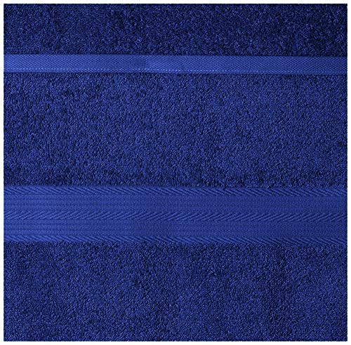 Amazon Basics Fade-Resistant Cotton Bath Towel - 4-Pack, Navy Blue