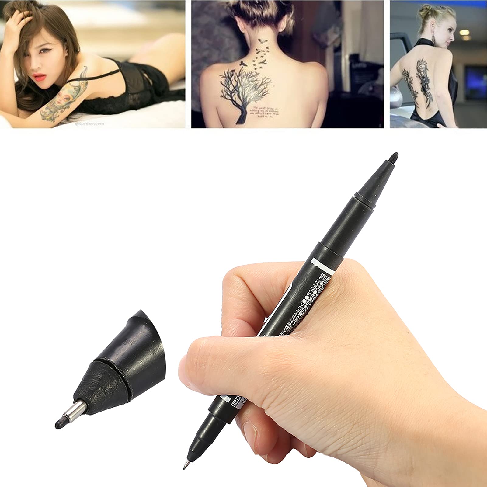 10PCS/Box Tattoo Marking Pen, Double Ended Tattoo Skin Marker, Tattoo Piercing Positioning Marking Pen Tool