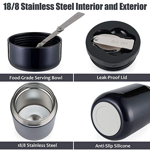 17oz Food Jar for Hot Food with Spoon, Stainless Steel Leakproof Insulated Lunch Containers for Kids Adults