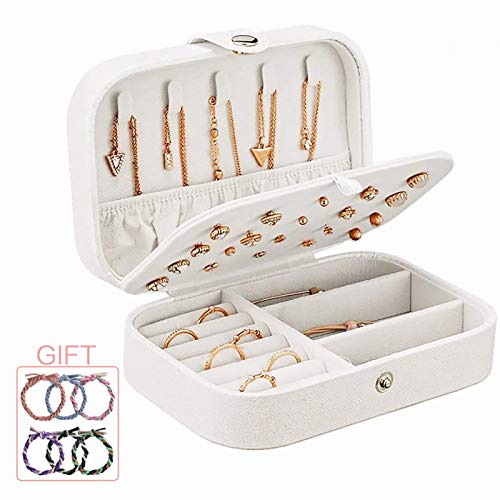 DREAM&GLAMOUR Travel Jewelry Case,Double Layer Jewelry Travel Box,Travel Jewelry Case Gift for Women,Girls with 6pcs Bracelets Gift(Necklace, Earring, Rings, Sparkle)