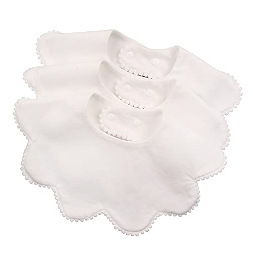 3 PCS White Flower Baby Bibs Infant Burp Clothes For Baby Girls Saliva Towel Cotton Infant Toddler Girls Bibs (3PCS-WHITE)