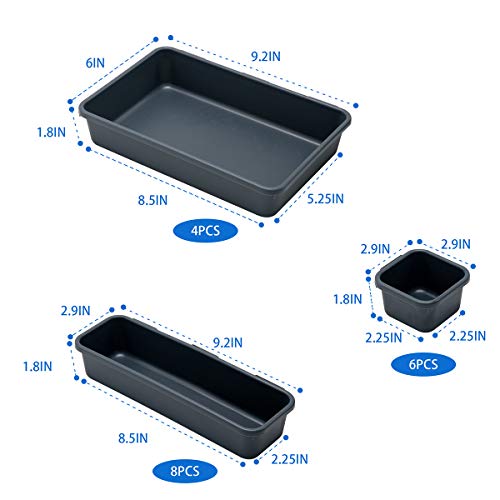 BYCY 18 Pcs Drawer Organizers Trays Set for Office Bathroom Dresser Interlocking Dividers Storage Bins Pack (18 Pieces Set)