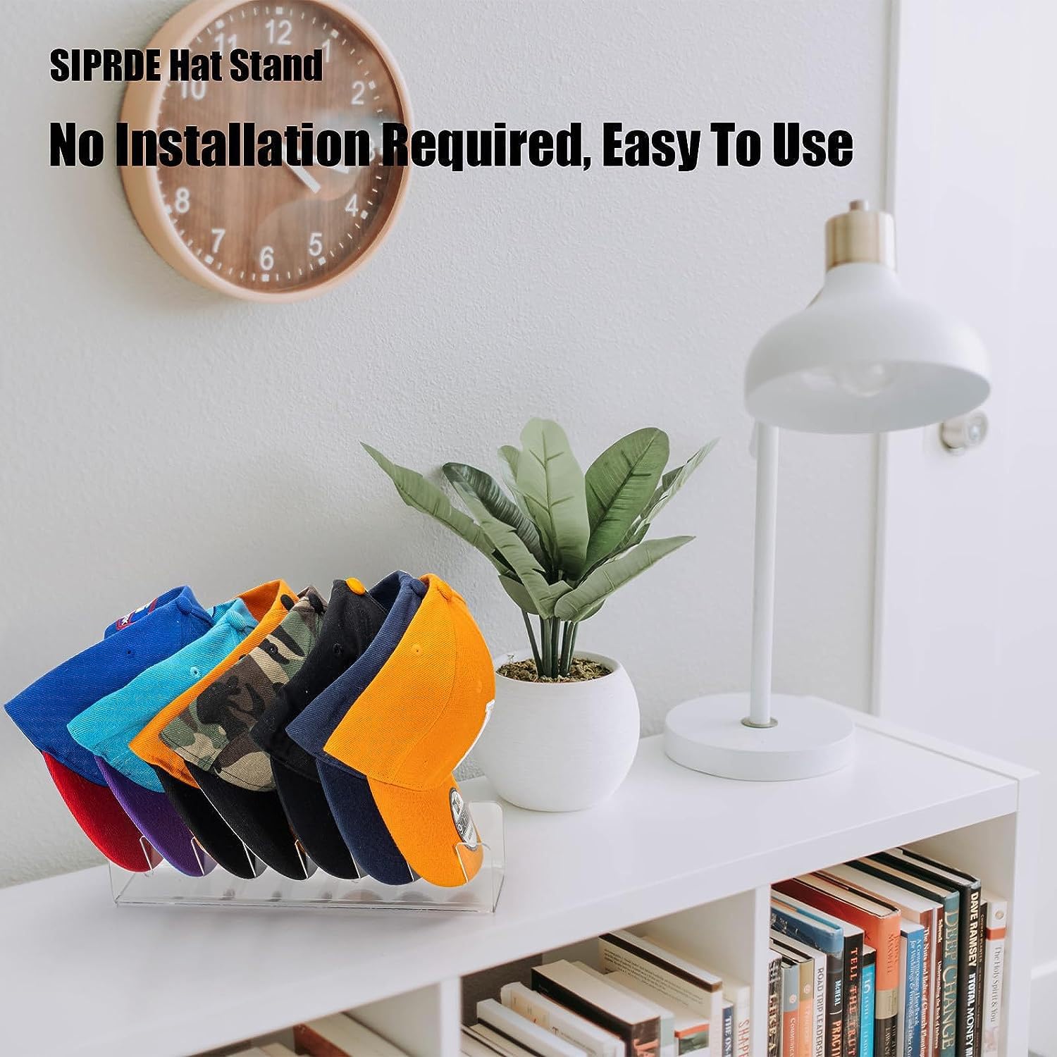 2Pcs Hat Stand For Baseball Caps,Hat Organizer Acrylic Hat Display Stand For 7 Baseball Caps Hat,Hat Racks for Baseball Caps Display and Organizer for Bedroom (Transparent)