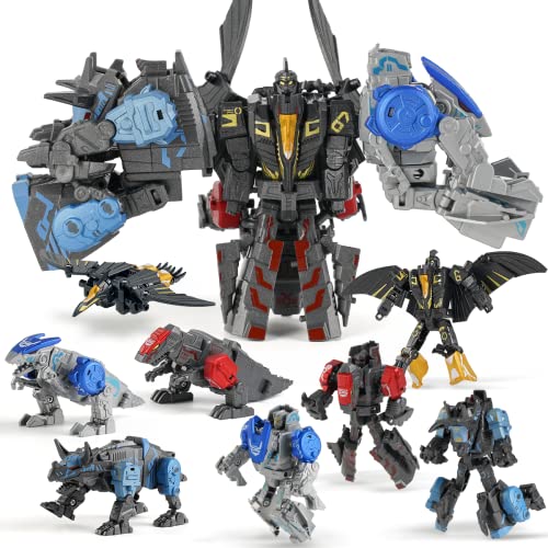 11 Shapes Dinosaur Transforming Robot Toys for Kids 6+, 4 Packs STEM Transformed Action Figure, 4-in-1 DinoRobot Alloy Model Toys, Birthday Gifts for Boys Girls Age 6 7 8 9 10+ Year Old