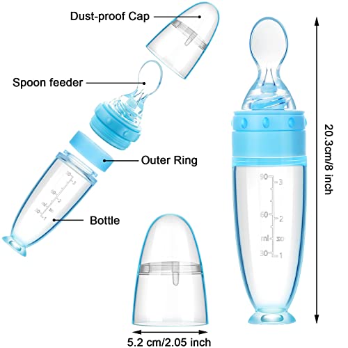 3 Pieces Baby Silicone Feeding Bottle Spoon Baby Food Feeder with Standing Base for Infant Dispensing and Feeding