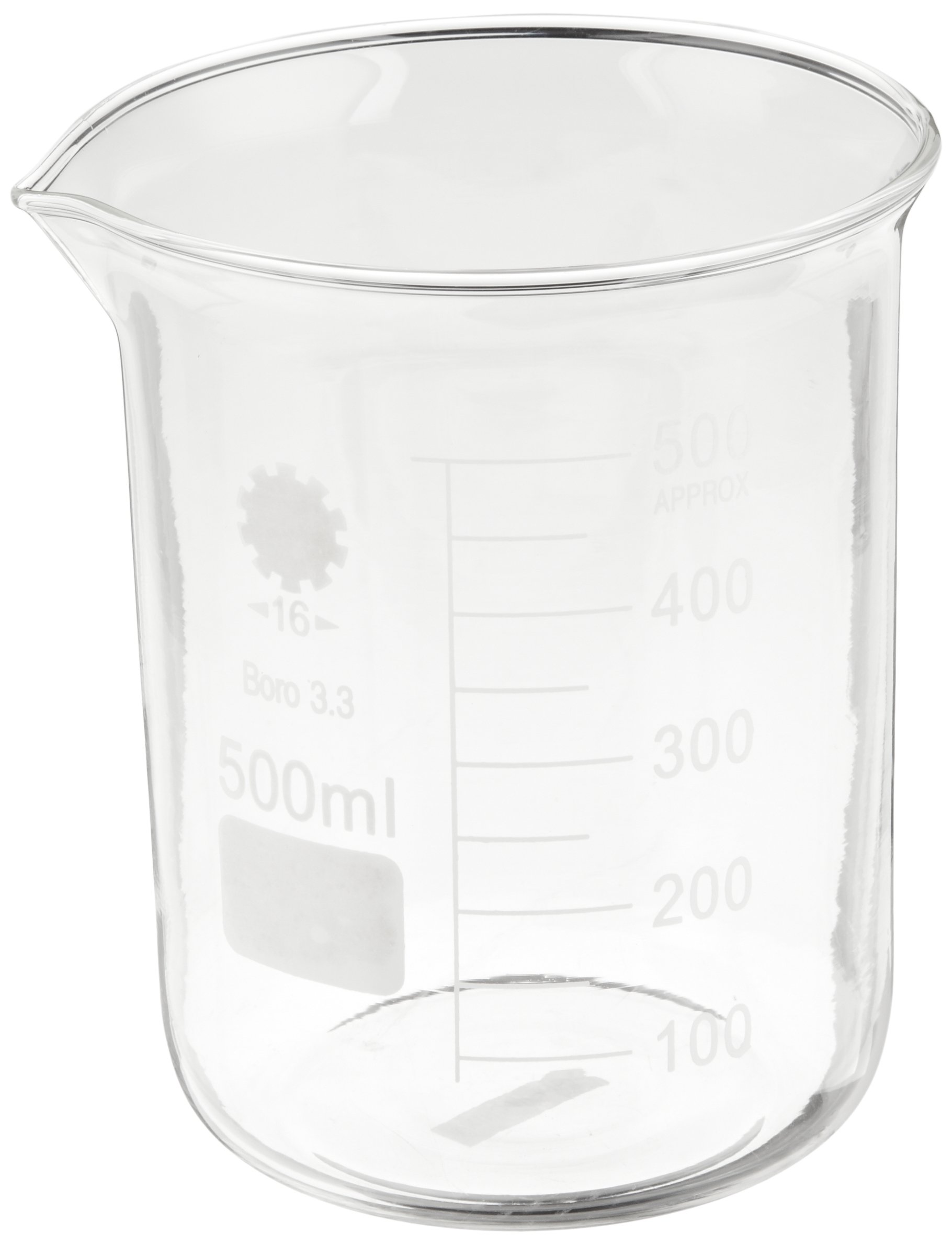 Ajax Scientific GL010-0500 Borosilicate Glass Graduated Beaker, 500mL